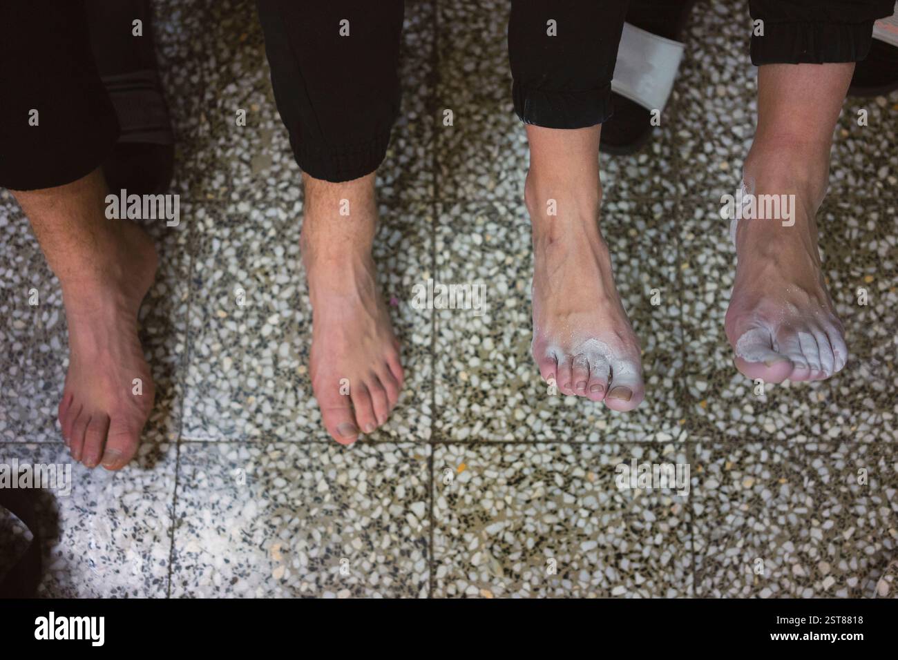 Tired swollen feet from walking, close up view from above Stock Photo ...