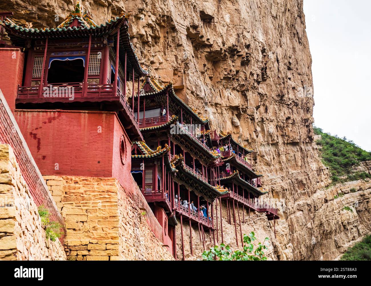 Impressive view of Xuankong Temple, the hanging monastery built into a ...