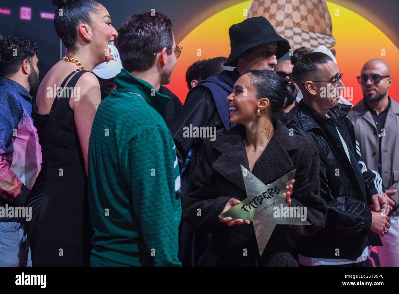 Antwerp, Belgium. 17th Feb, 2025. The cast of Patsers pose is seen at ...