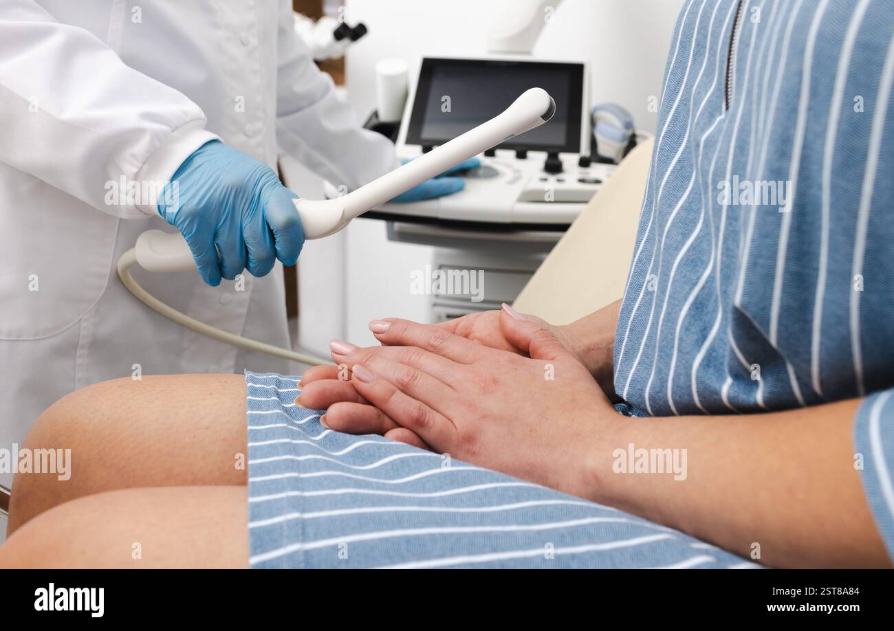 Transvaginal ultrasound examination of uterus and ovaries for woman ...