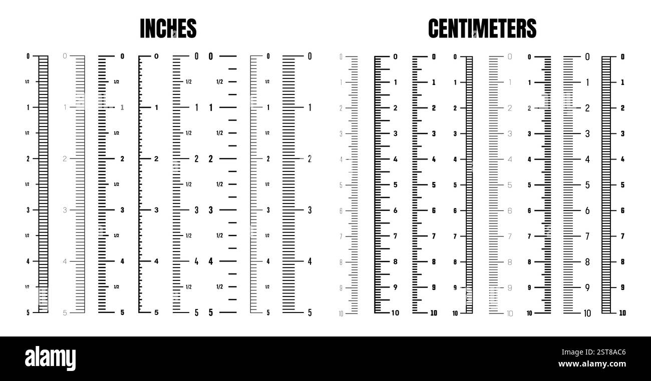 Centimeter and inch marks Black and White Stock Photos & Images - Alamy