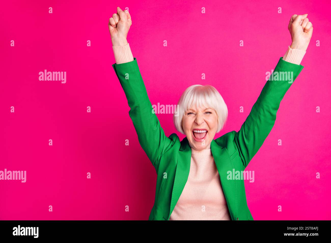 Portrait of her she nice attractive cheerful cheery overjoyed gray ...