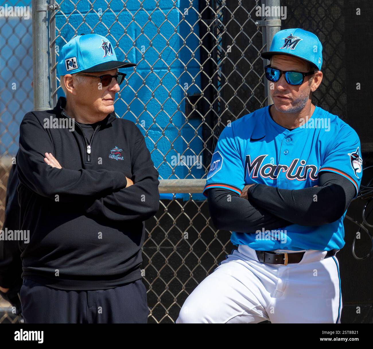 Miami Marlins owner Bruce Sherman and manager Clayton McCullough ...