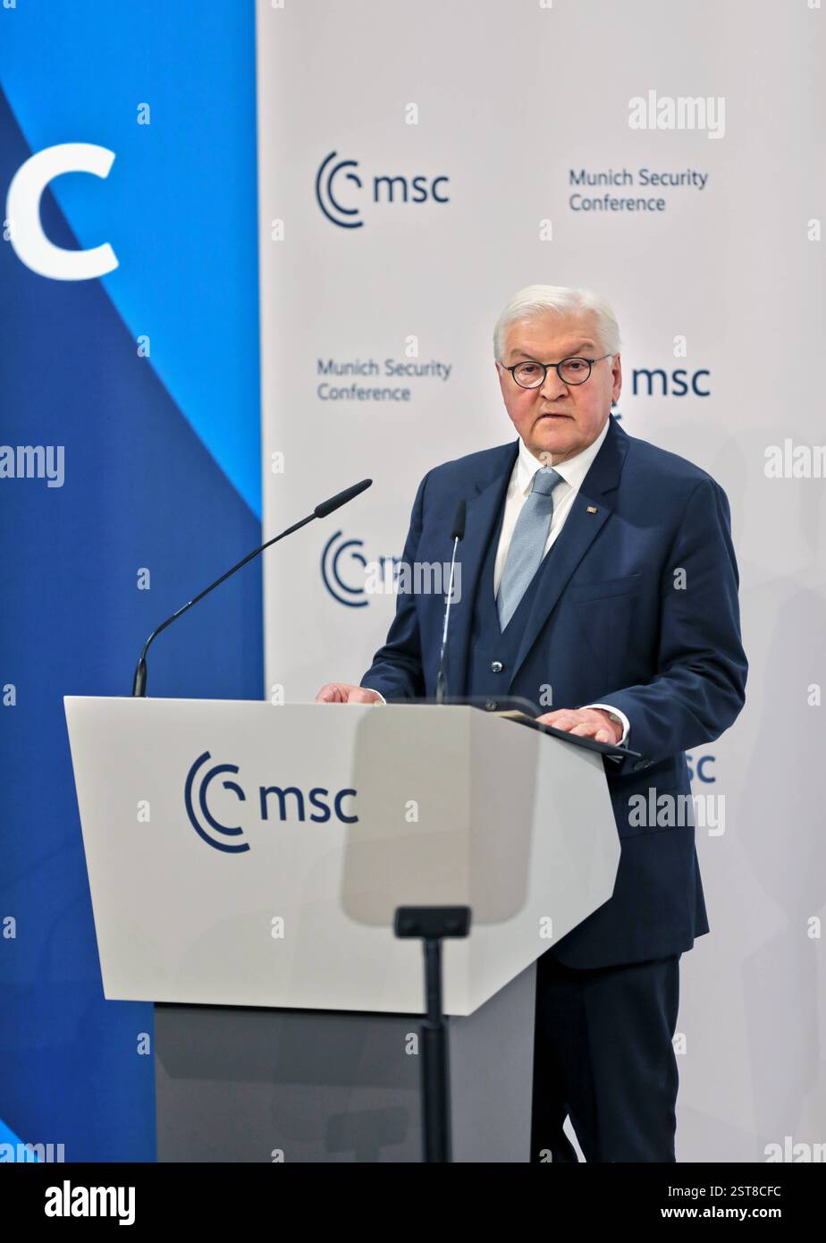 Bundespräsident Frank-Walter Steinmeier bei seiner Rede an der Münchner Sicherheitskonferenz MSC ...