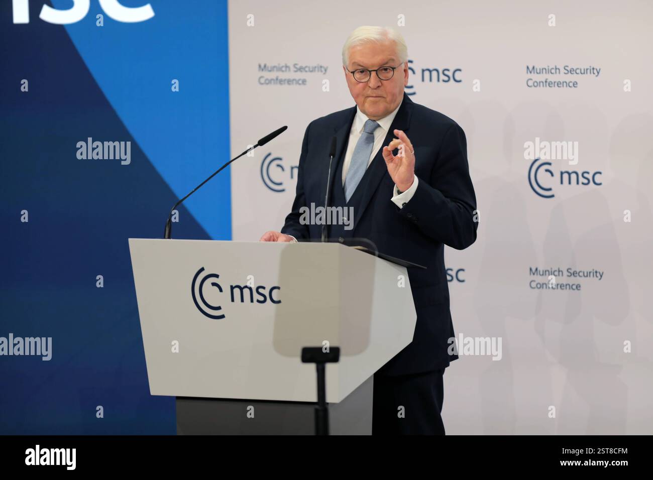 Bundespräsident Frank-Walter Steinmeier bei seiner Rede an der Münchner Sicherheitskonferenz MSC ...