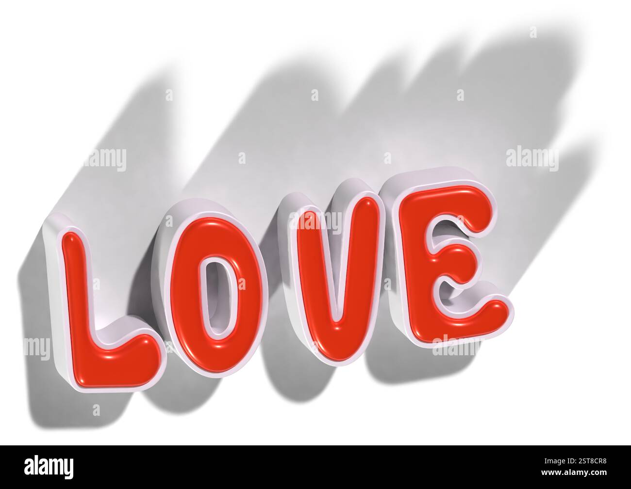 Love inscription in red shiny letters with shadow on isolated ...