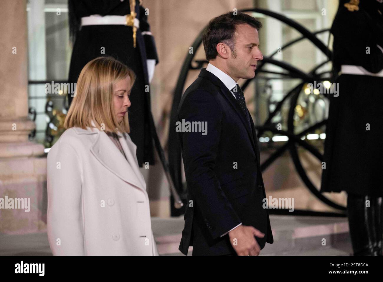 French President Emmanuel Macron with Italy's Prime Minister Giorgia ...