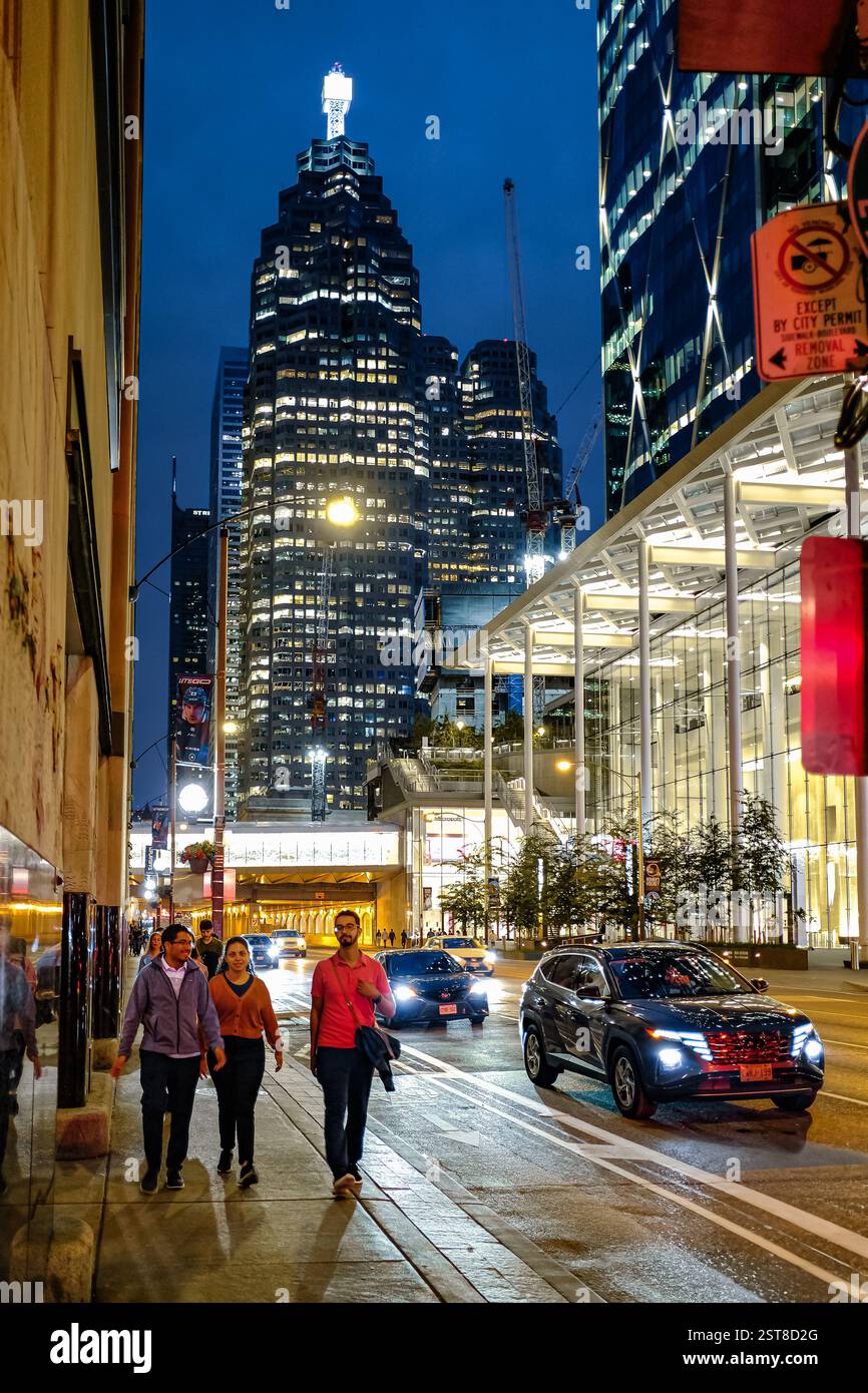Urban streets of a night city life. Night City Street Buildings View ...