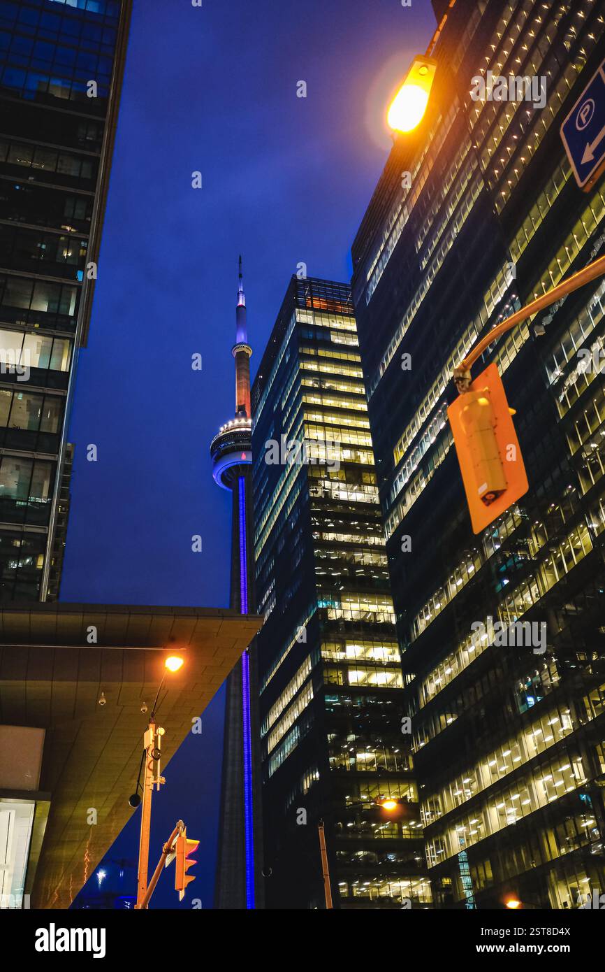 Urban streets of a night city life. Night City Street Building View ...