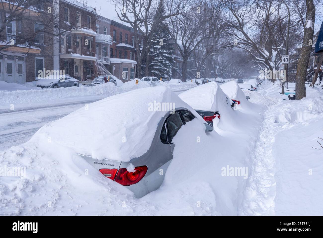 Montreal, Canada - 17 February 2025: Cars covered with snow after major ...
