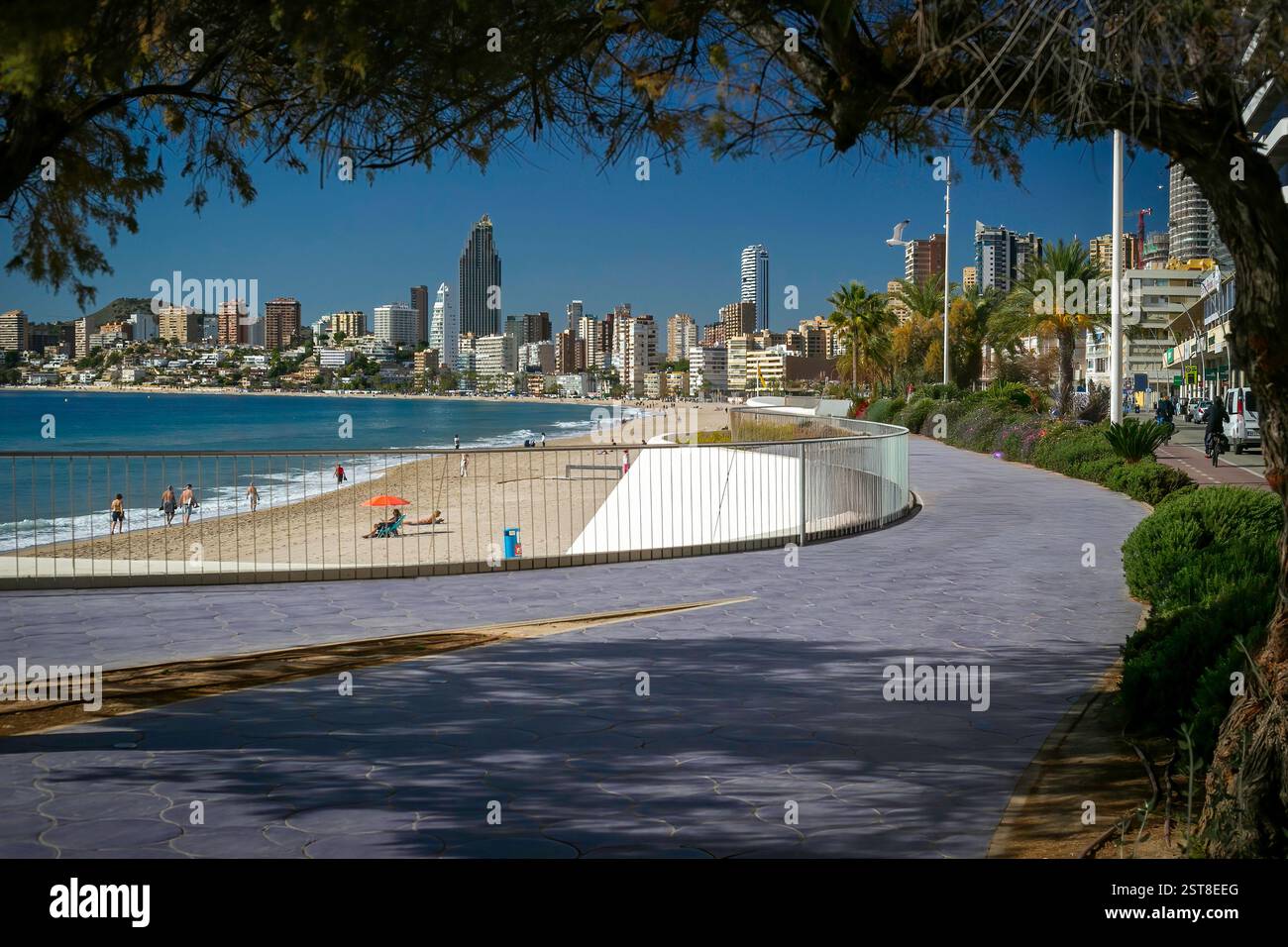 Editorial Benidorm, Spain - January 30, 2025: The walkway alongside ...