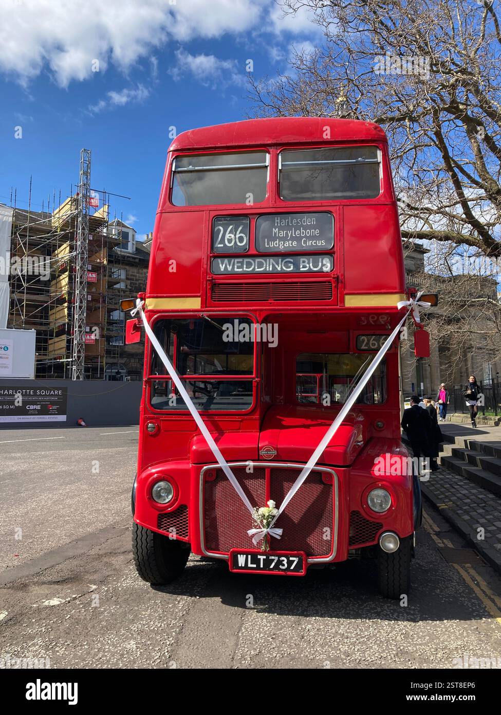 An Iconic routemaster double-decker red bus, repurposed for Wedding ...