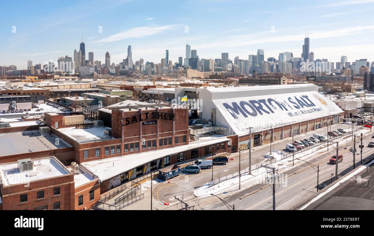 An aerial view of The Salt Shed, formerly Morton Salt's old factory ...