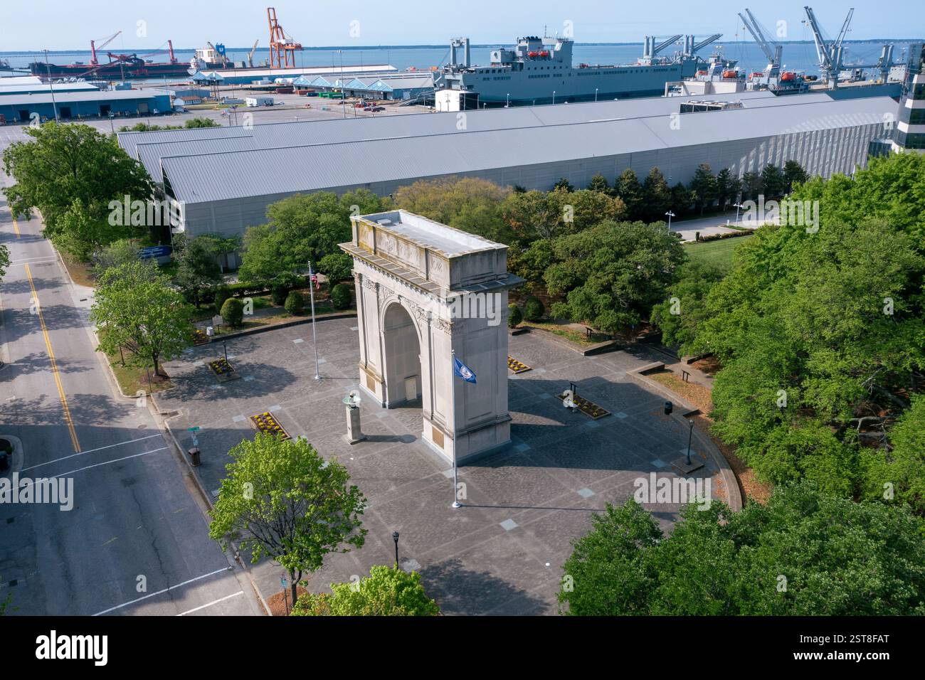 Newport News Virginia - May 1 2022: Aerial View of the Victory Arch in ...