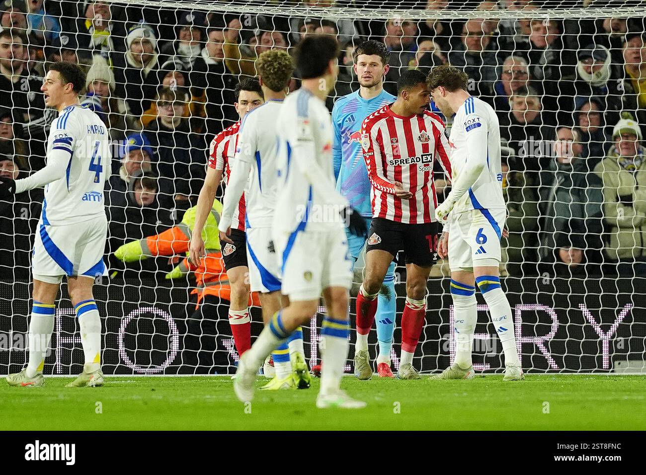 Tempers flare between Leeds United's Joe Rodon (right) and Sunderland's ...