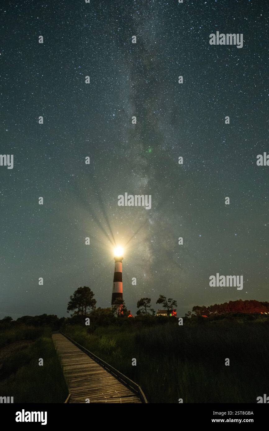The Milky Way rises above Bodie Island Lighthouse, North Carolina Stock ...