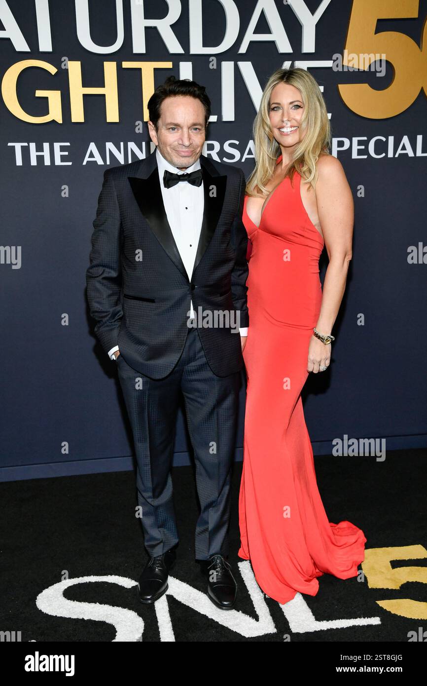 Chris Kattan, left, and Maria Libri attend the SNL50: The Anniversary ...