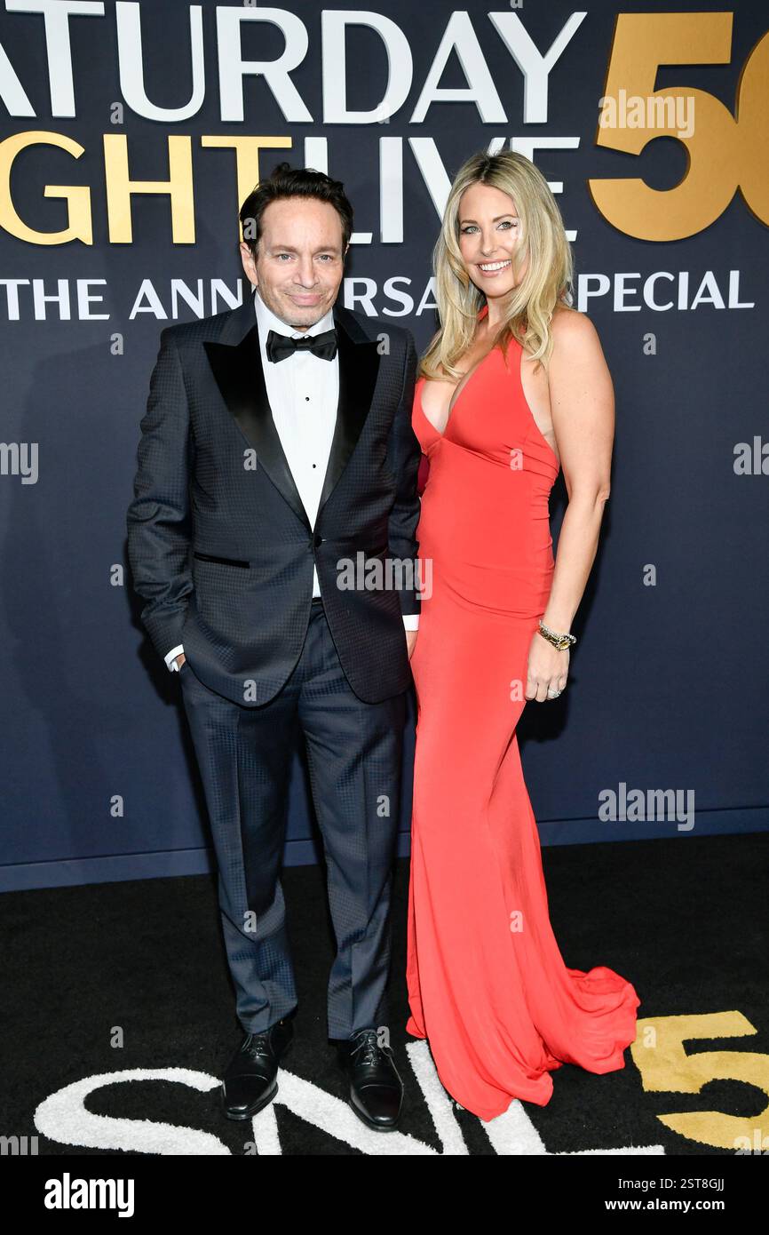 Chris Kattan, left, and Maria Libri attend the SNL50: The Anniversary ...