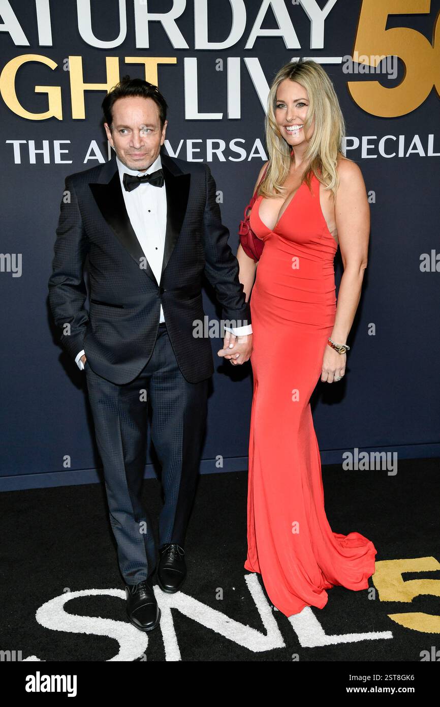 Chris Kattan, left, and Maria Libri attend the SNL50: The Anniversary ...