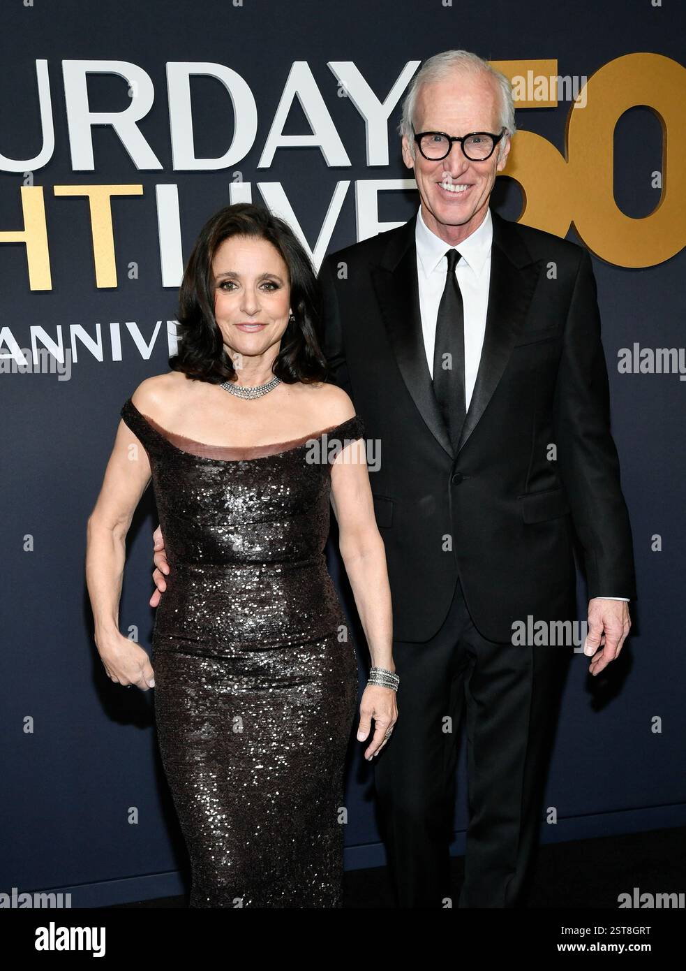 Julia Louis-Dreyfus, left, and Brad Hall attend the SNL50: The ...