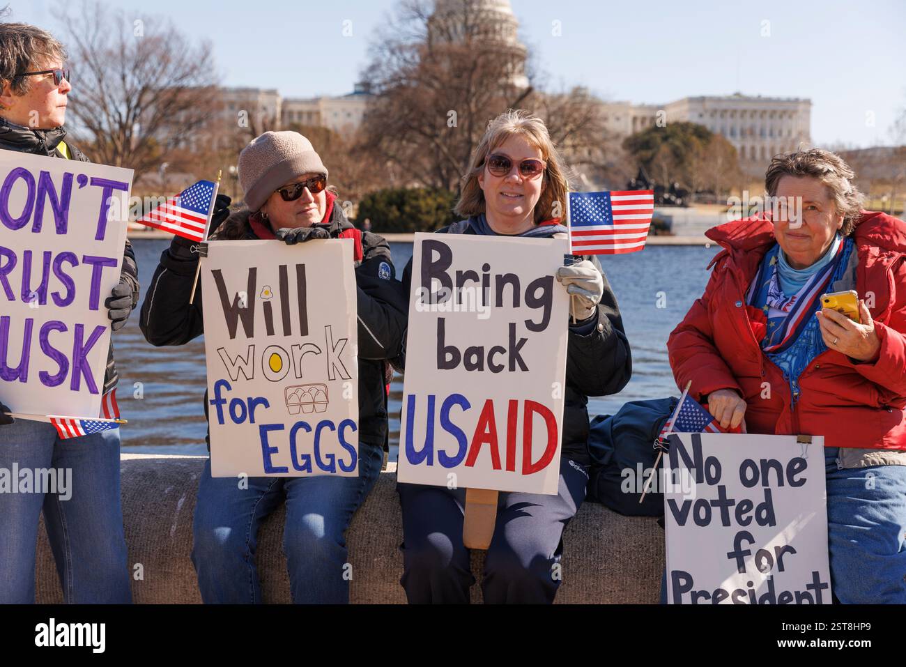 Washington, United States. 17th Feb, 2025. Protesters rally against ...
