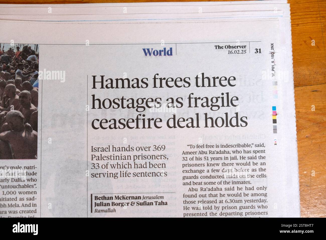 'Hamas frees three hostages as fragile ceasefire holds' The Observer ...
