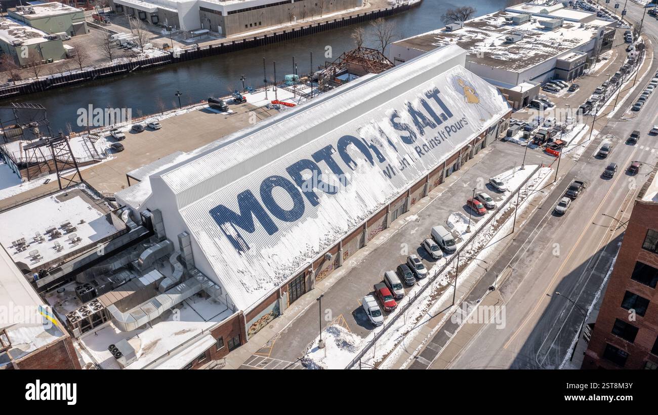 An aerial view of The Salt Shed, formerly Morton Salt's old factory ...