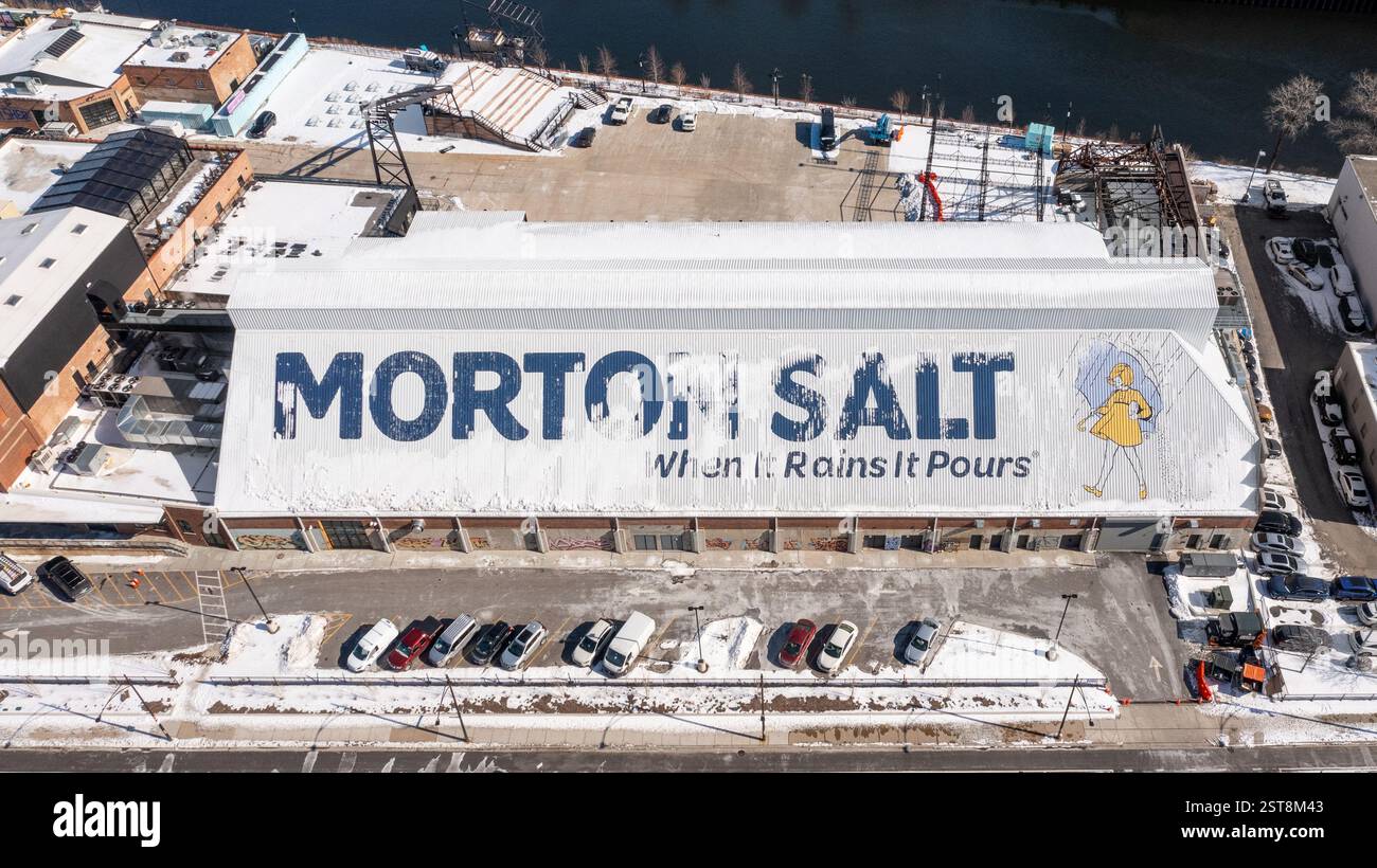 An aerial view of The Salt Shed, formerly Morton Salt's old factory ...