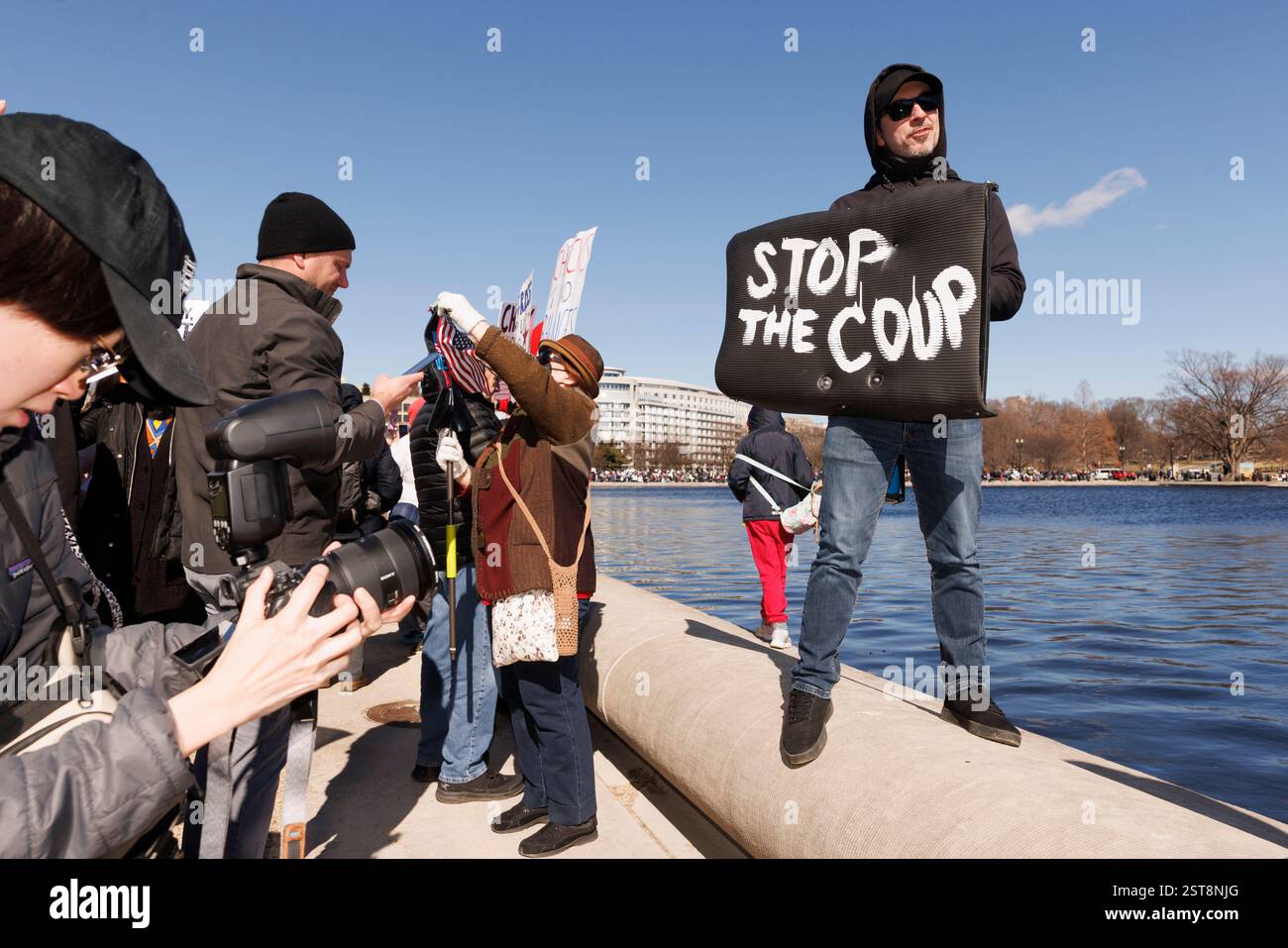 Washington, United States. 17th Feb, 2025. Protesters rally against ...