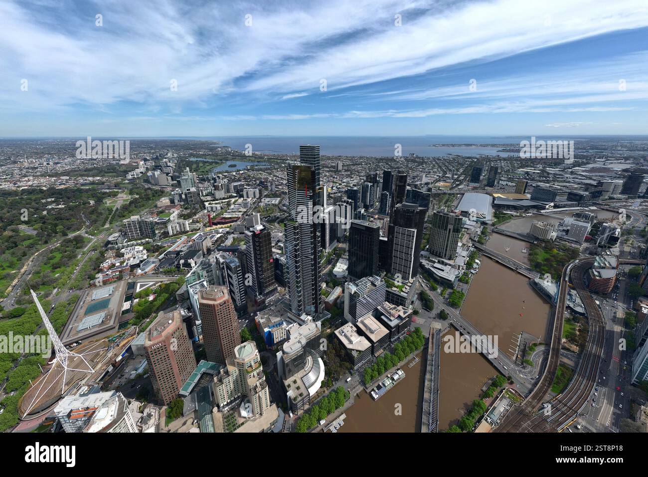 aerial view of Melbourne CBD, Melbourne Central business district, city ...