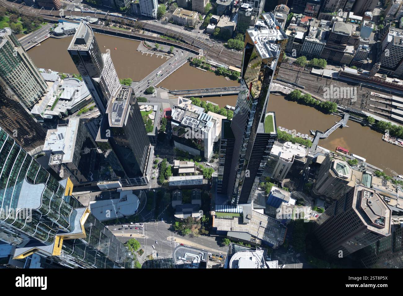 aerial view of Melbourne CBD, Melbourne Central business district, city ...