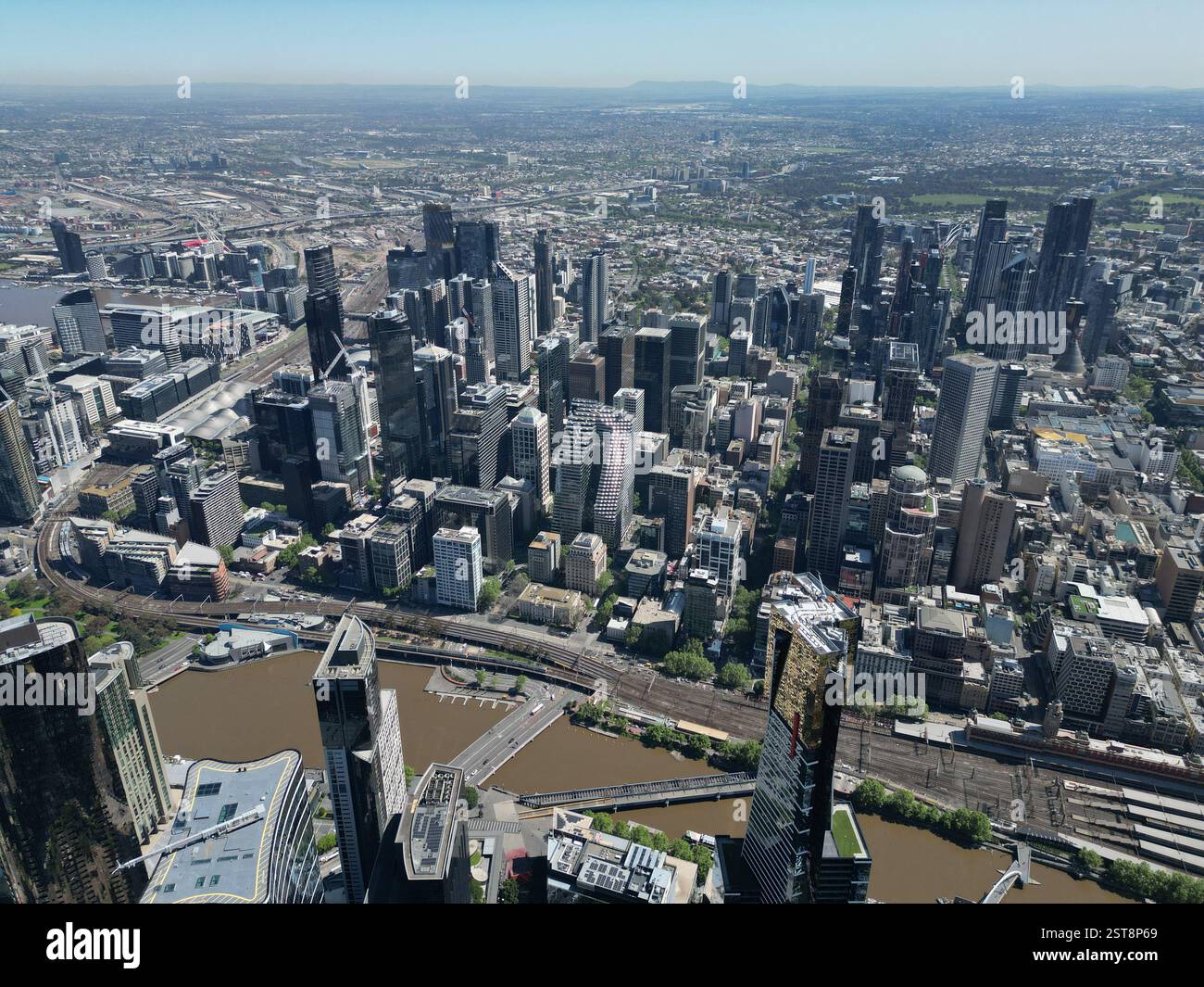 aerial view of Melbourne CBD, Melbourne Central business district, city ...