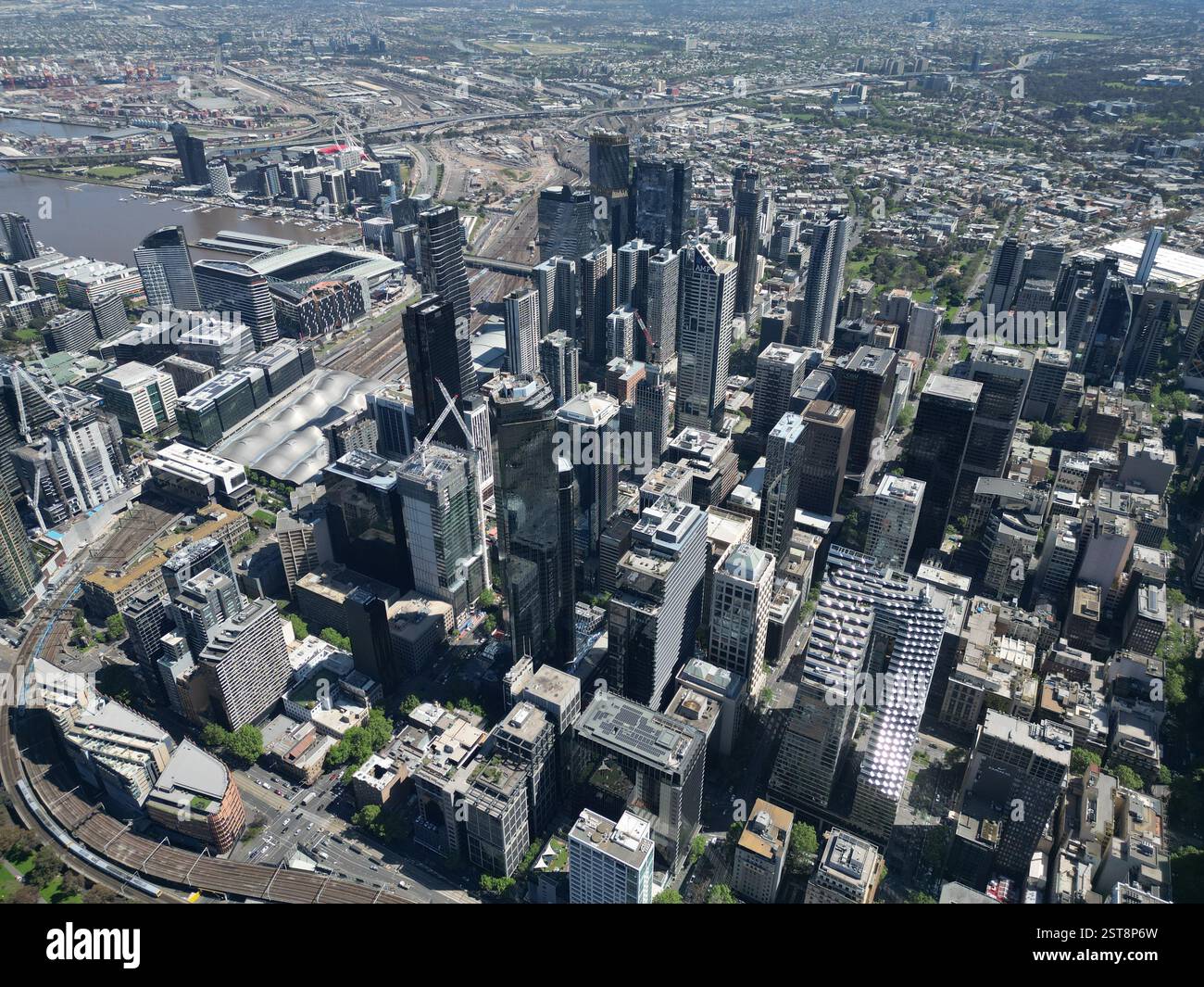 aerial view of Melbourne CBD, Melbourne Central business district, city ...