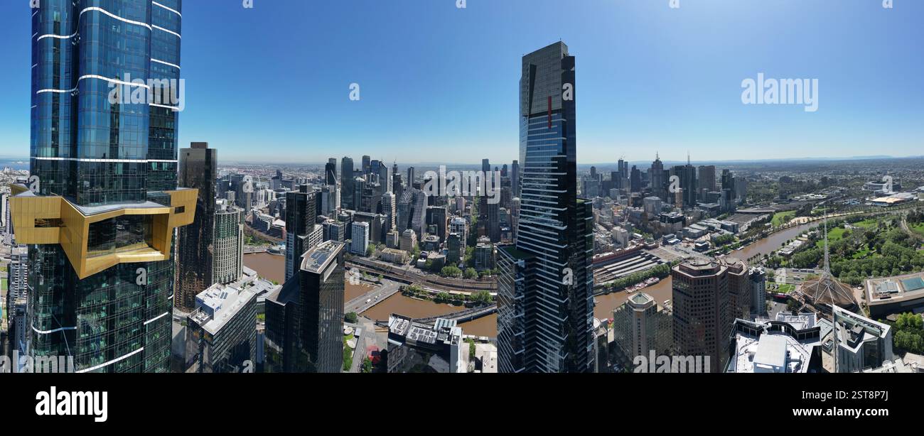 panoramic aerial view of Melbourne CBD, Melbourne Central business ...