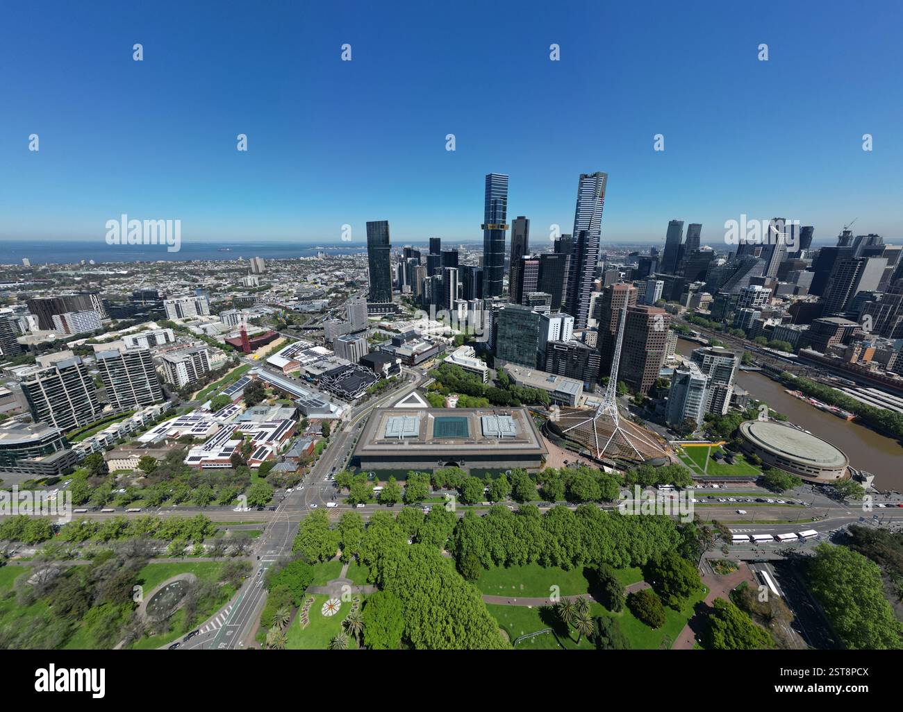 aerial view of Melbourne CBD, Melbourne Central business district, city ...
