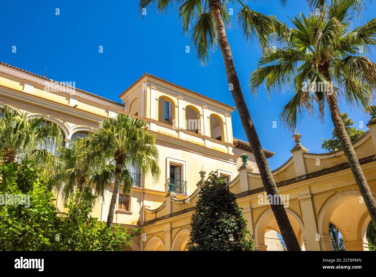 The Alcazar of Seville, historic royal palace in Seville town ...