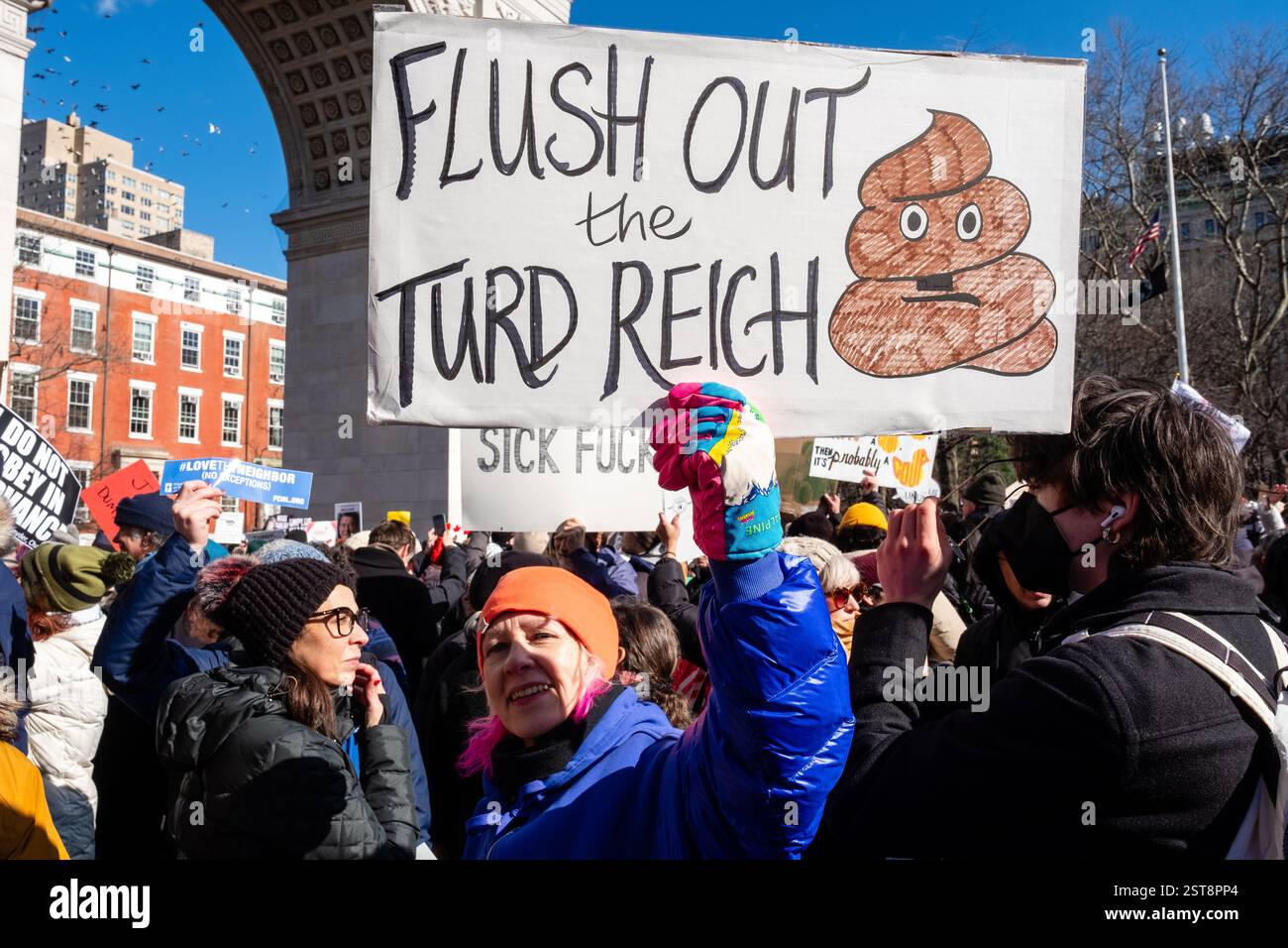 New York, NY, USA. 17th Feb, 2025. Thousands of anti-Trump ...