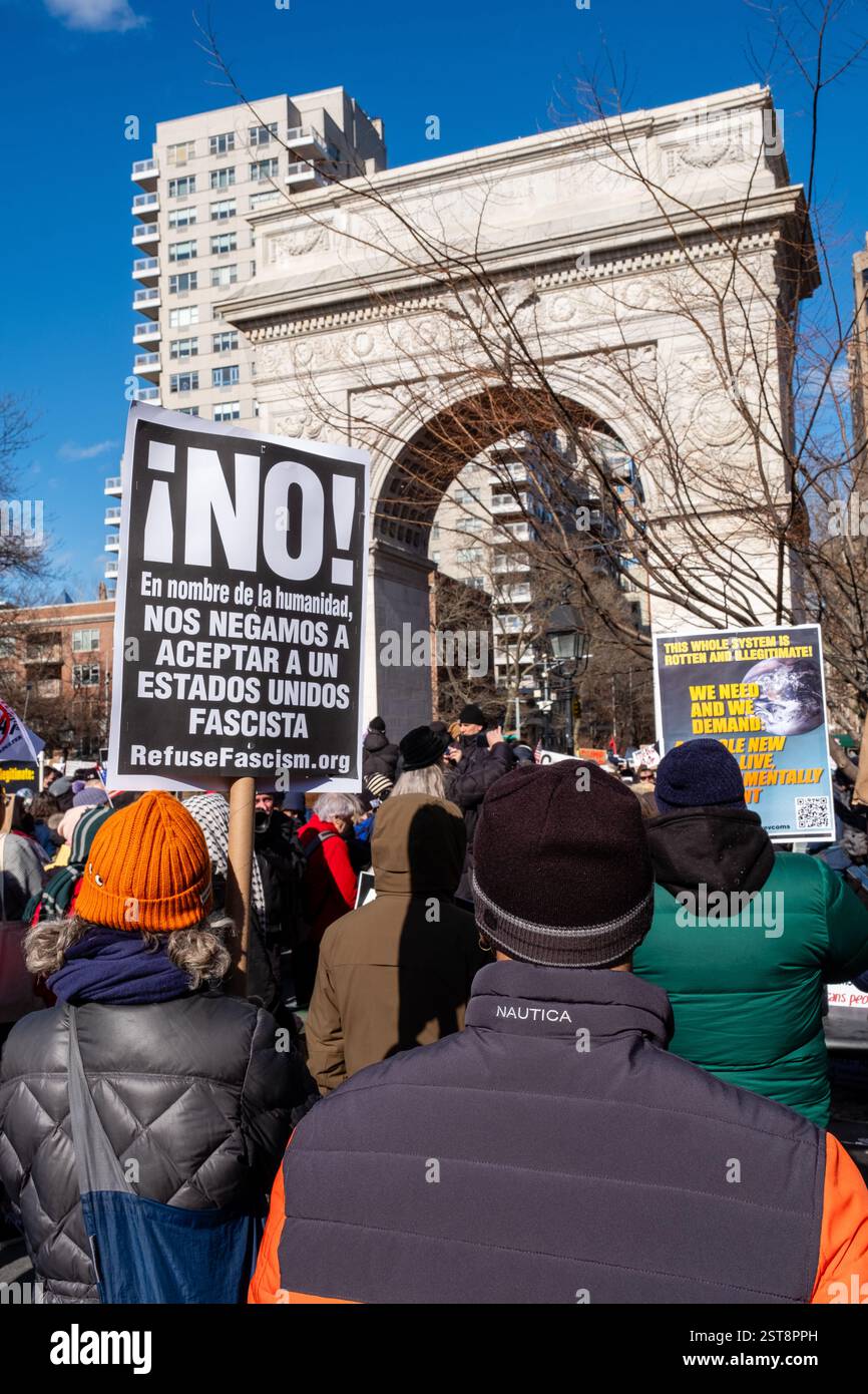 New York, NY, USA. 17th Feb, 2025. Thousands of anti-Trump ...