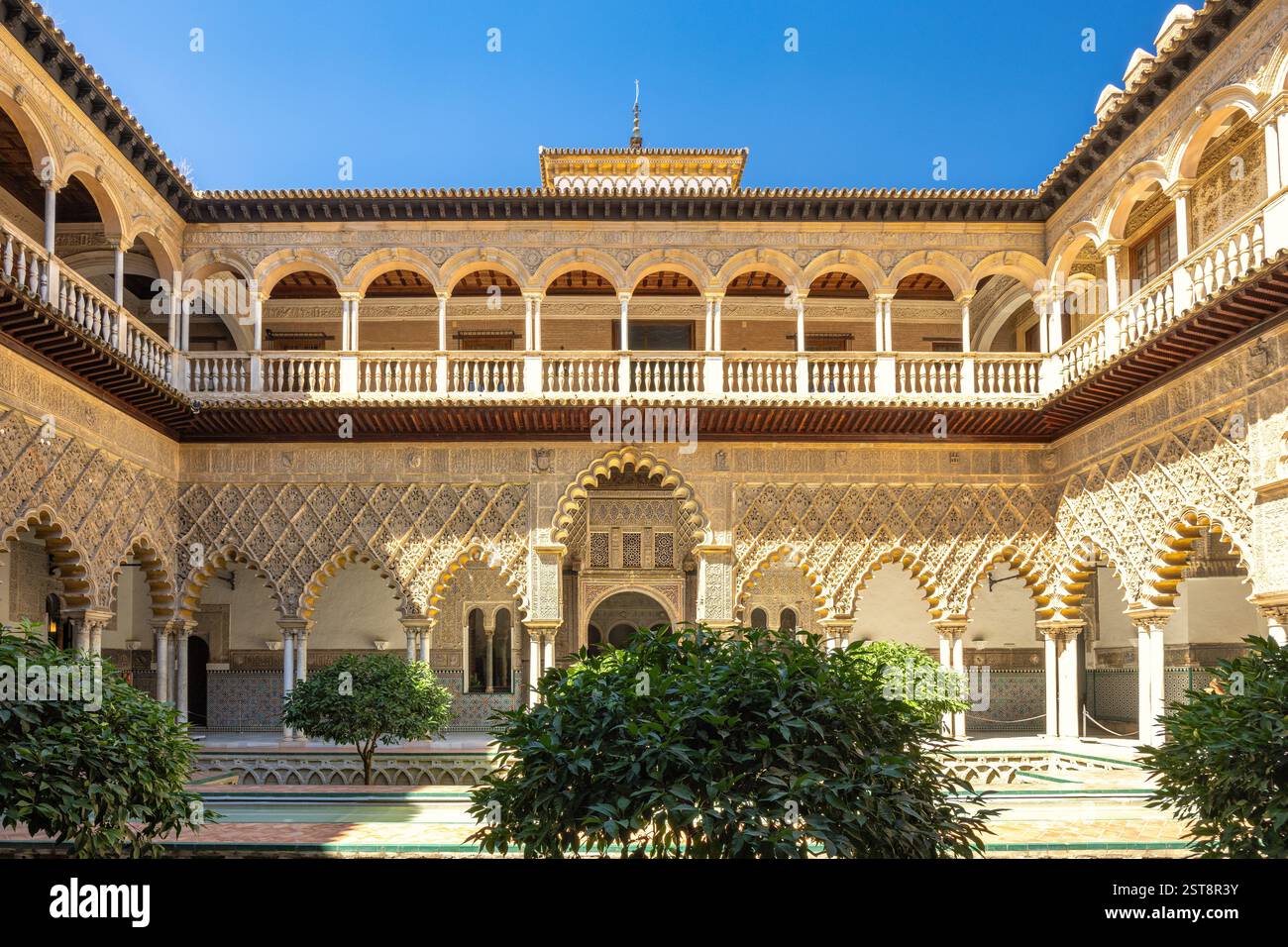The Alcazar of Seville, historic royal palace in Seville town ...