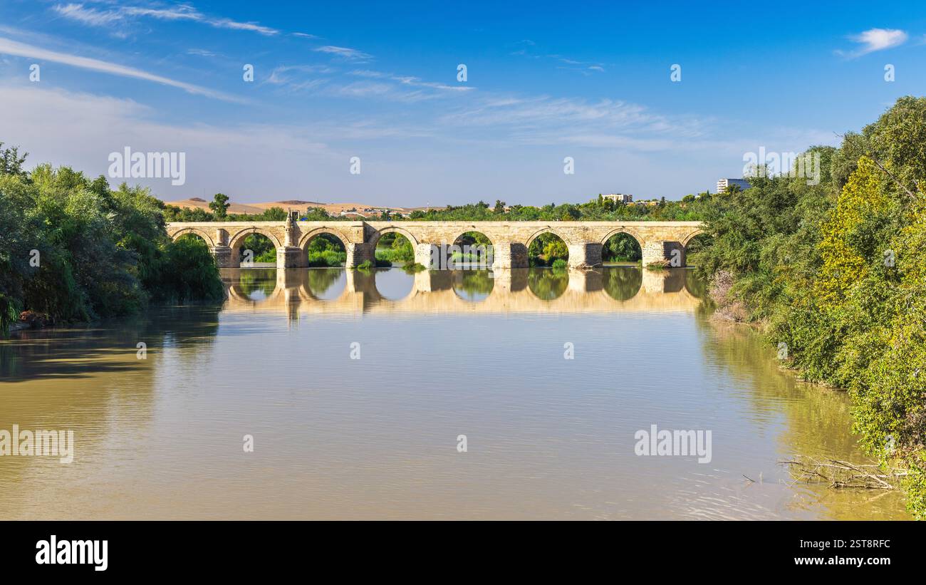 Roman bridge in Cordoba town in Spain. Ancient stone bridge spanning a ...