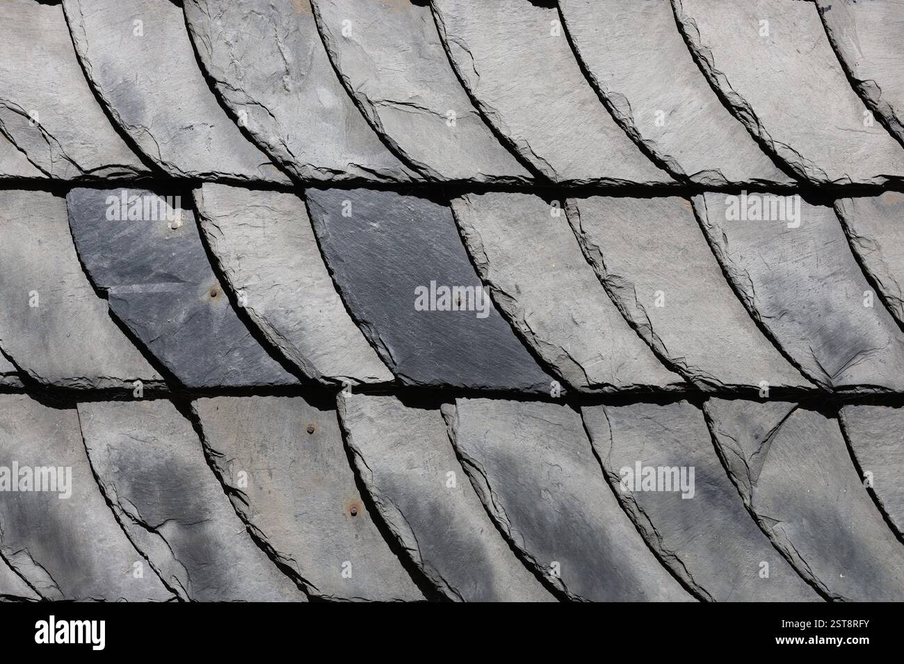Curved slate shingles Stock Photo - Alamy