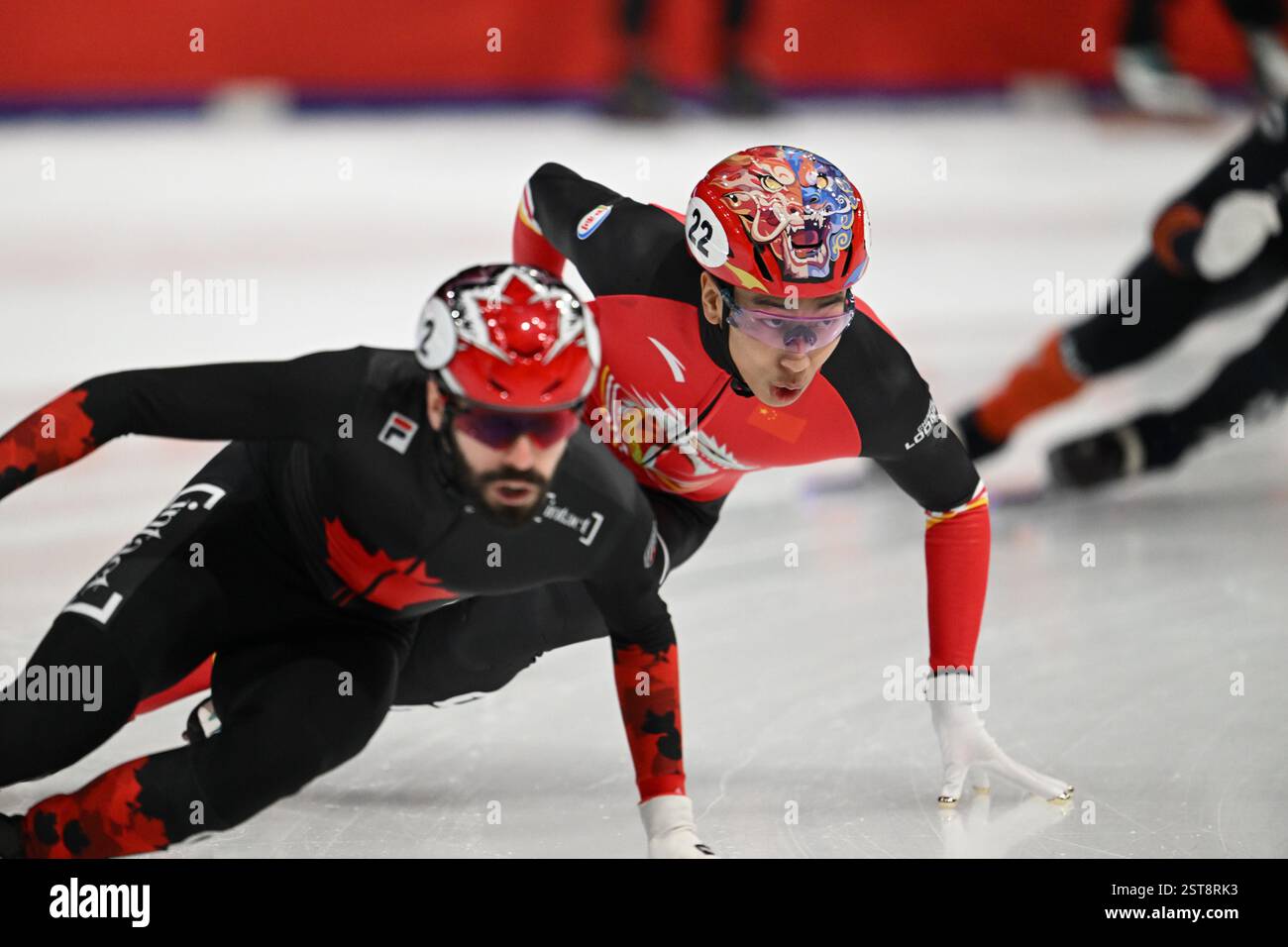 Italy. 15th Feb, 2025. SUN Long of China competes in the Mens 500m race ...