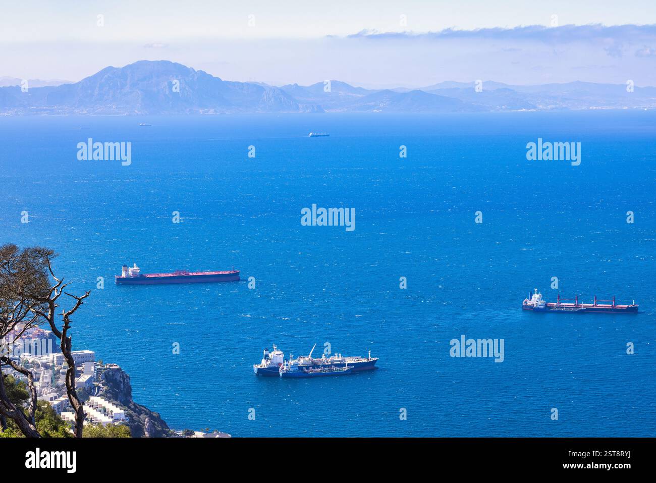 View from Gibraltar, British Overseas Territory on the Iberian ...