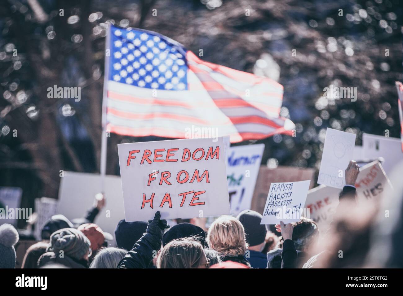 Richmond VA, USA, 17th Feb 2025, Anti Donald Trump and Elon Musk ...