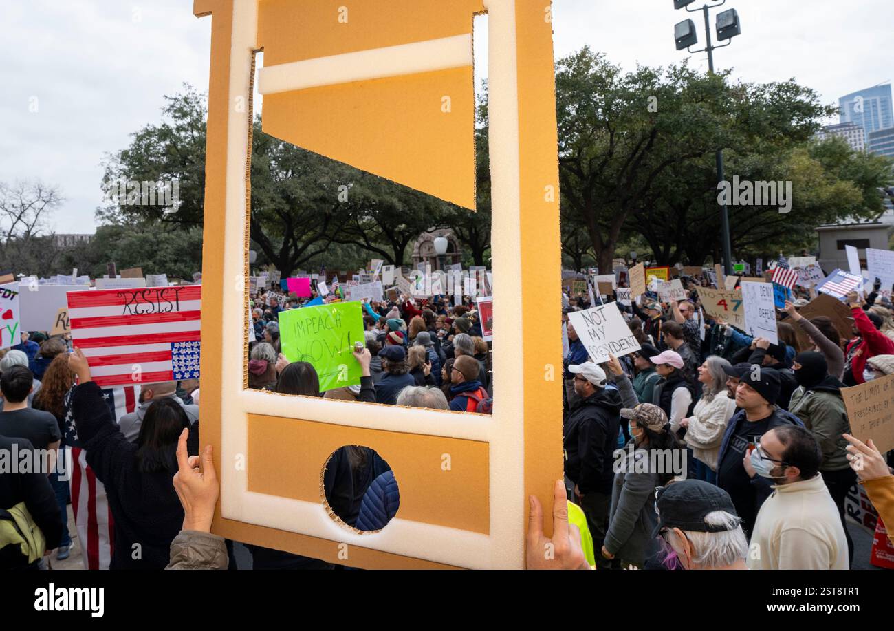 Austin, Texas USA, February 17 2025: Texans carrying homemade protest ...