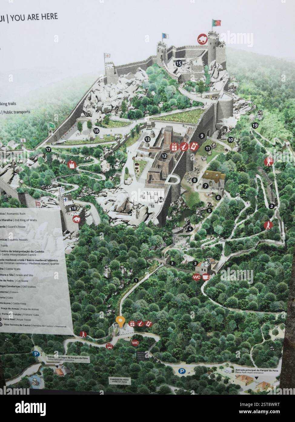 The photo shows a map of Sintra's Moorish Castle. The map highlights ...