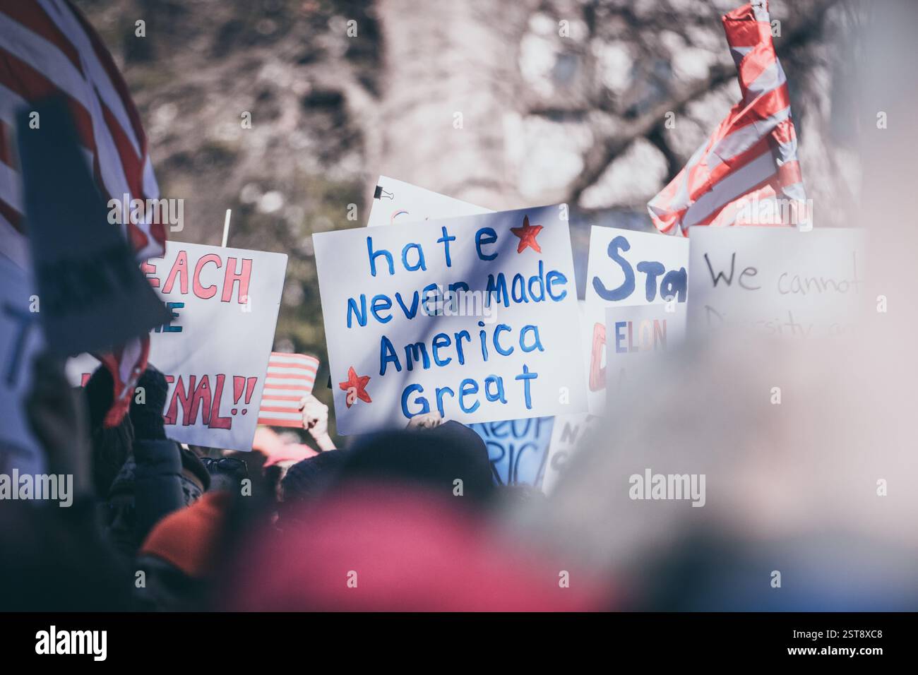 Richmond VA, USA, 17th Feb 2025, Anti Donald Trump and Elon Musk ...