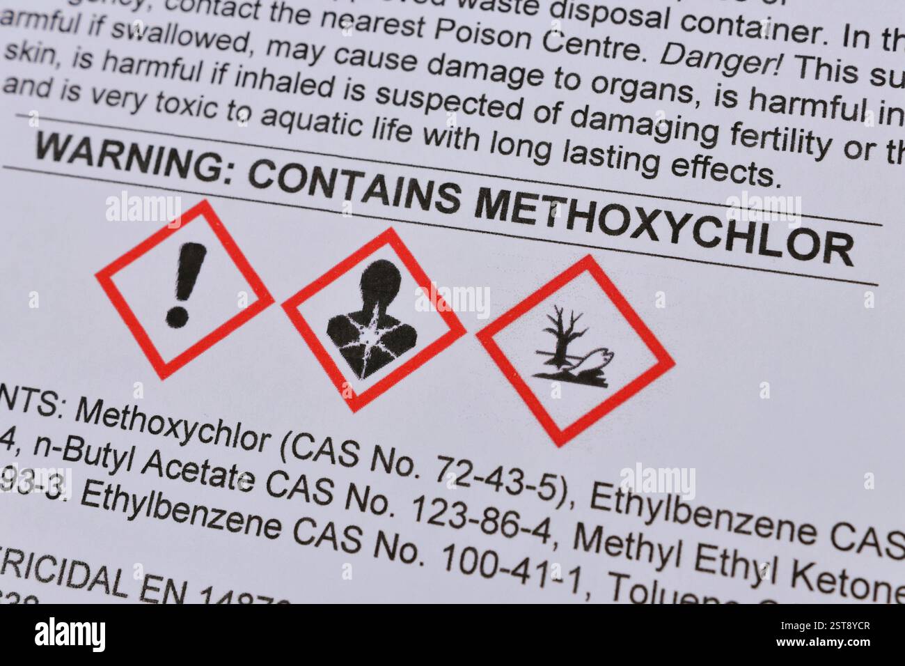 Warning on a Safety Data Sheet indicating that the product contains the ...