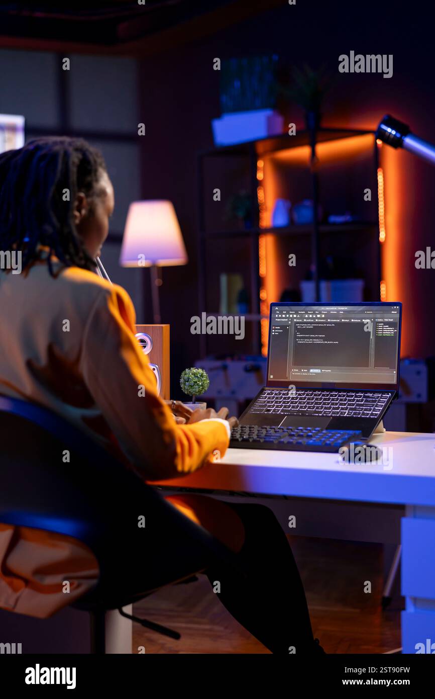 Software developer typing commands on hi-res stock photography and ...