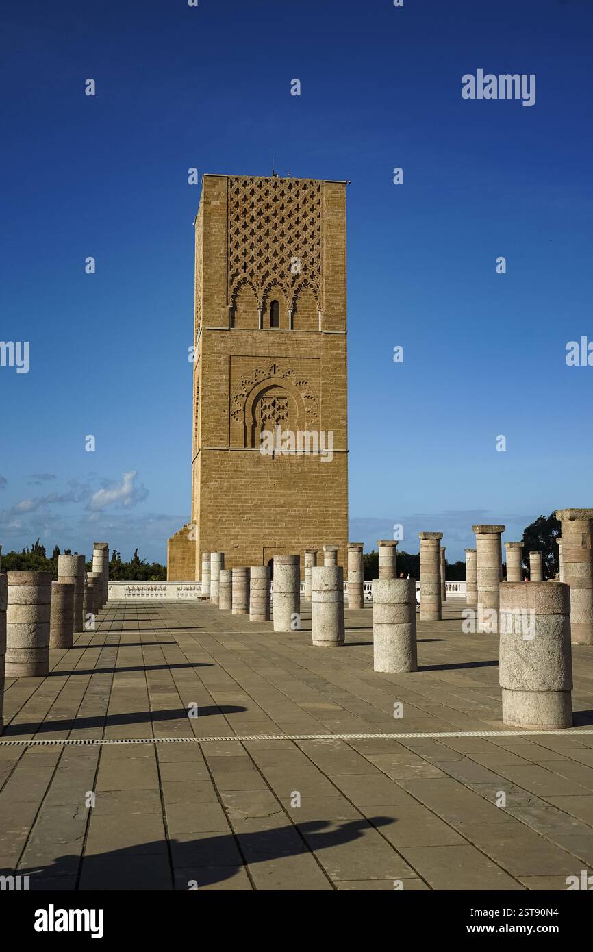MOROCCO. RABAT. THE HASSAN TOWER ON THE YACOUB AL-MANSOUR ESPLANADE ...